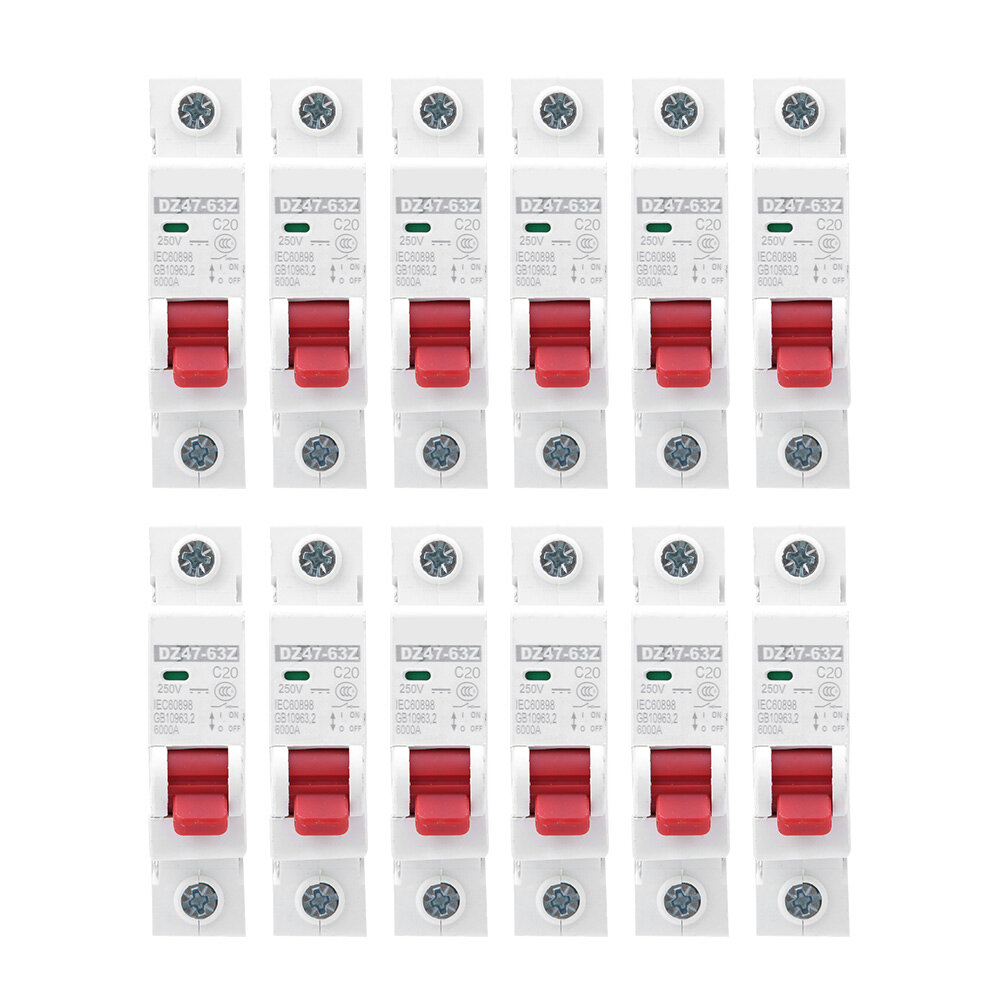 12шт DZ47-63Z DC250V 1P MCB Автоматический Выключатель Защита Цепи Воздушного Выключателя для Photovoltaic20A