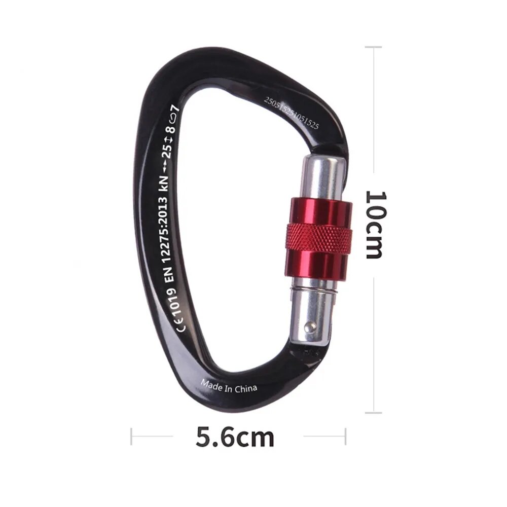 Карабин XINDA Screwgate 25 кН алюминиевый Black red