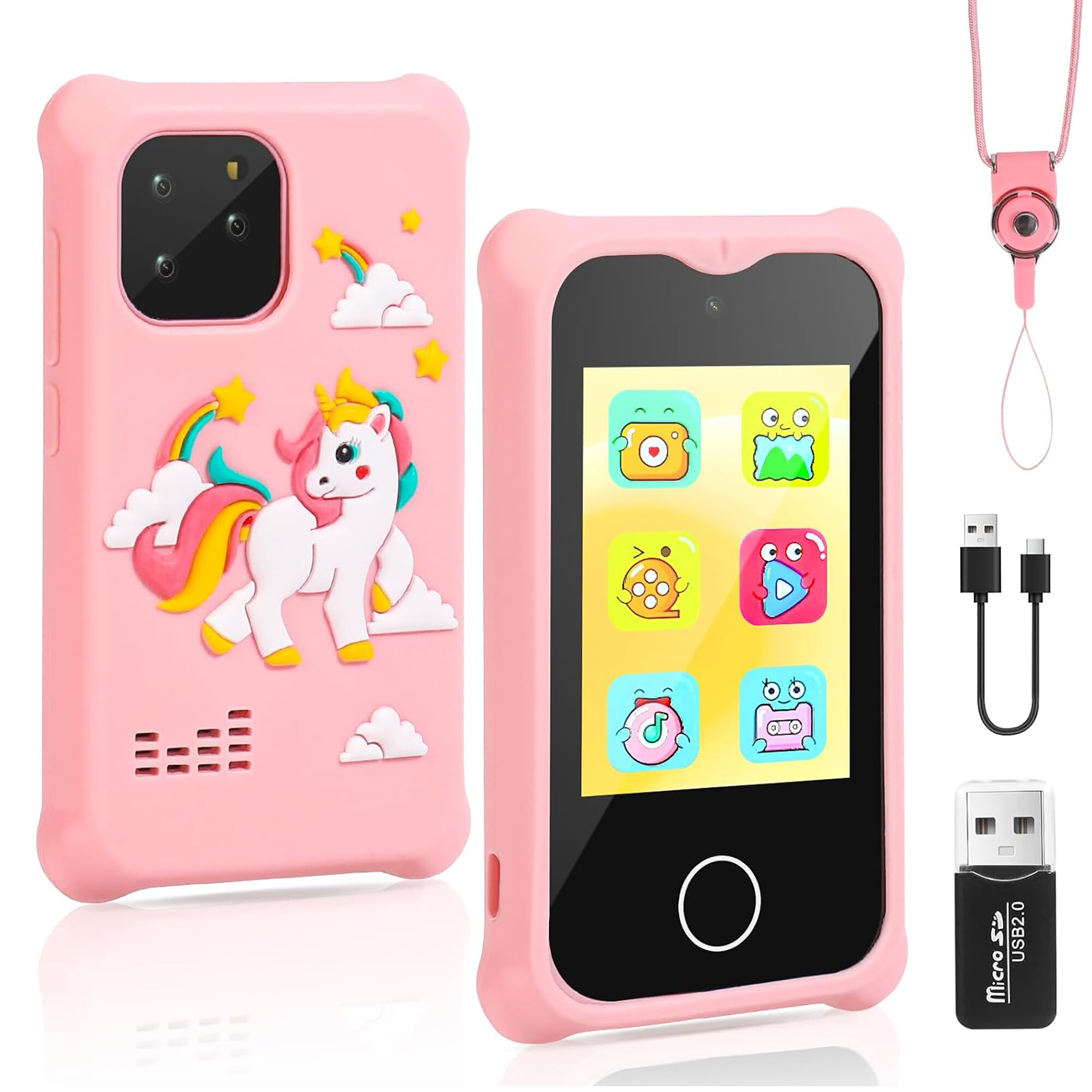 Ролевой смартфон для детей, игрушки для девочек 3–4 лет, детская камера с SD-картой на 32 ГБ, подарки для девочек и мальчиков 3–12 лет