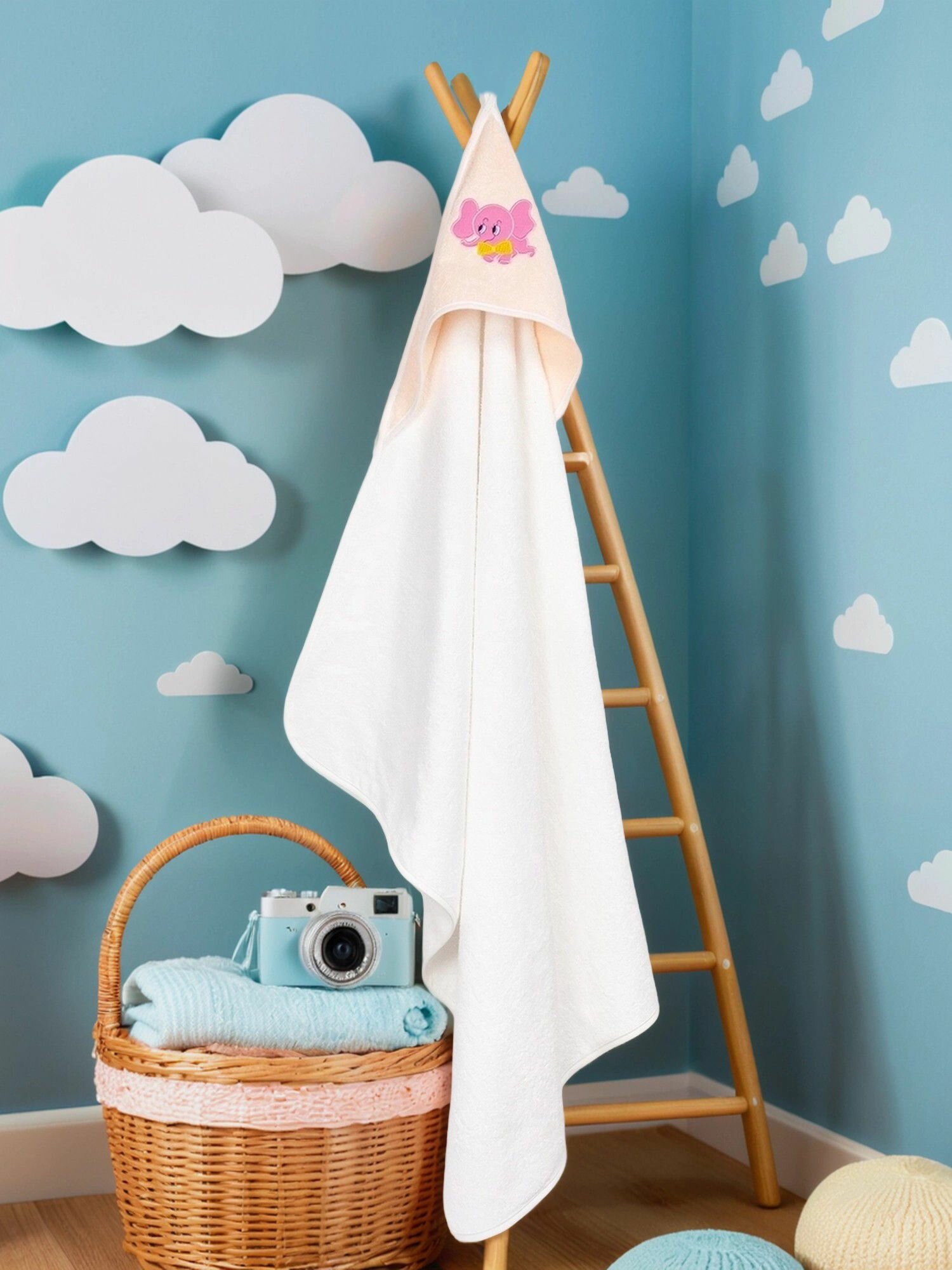 Полотенце детское махровое банное с капюшоном 80x100см хлопок