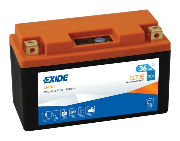 Аккумулятор мотоциклетный EXIDE LI-ION ELT9B 150x65x95
