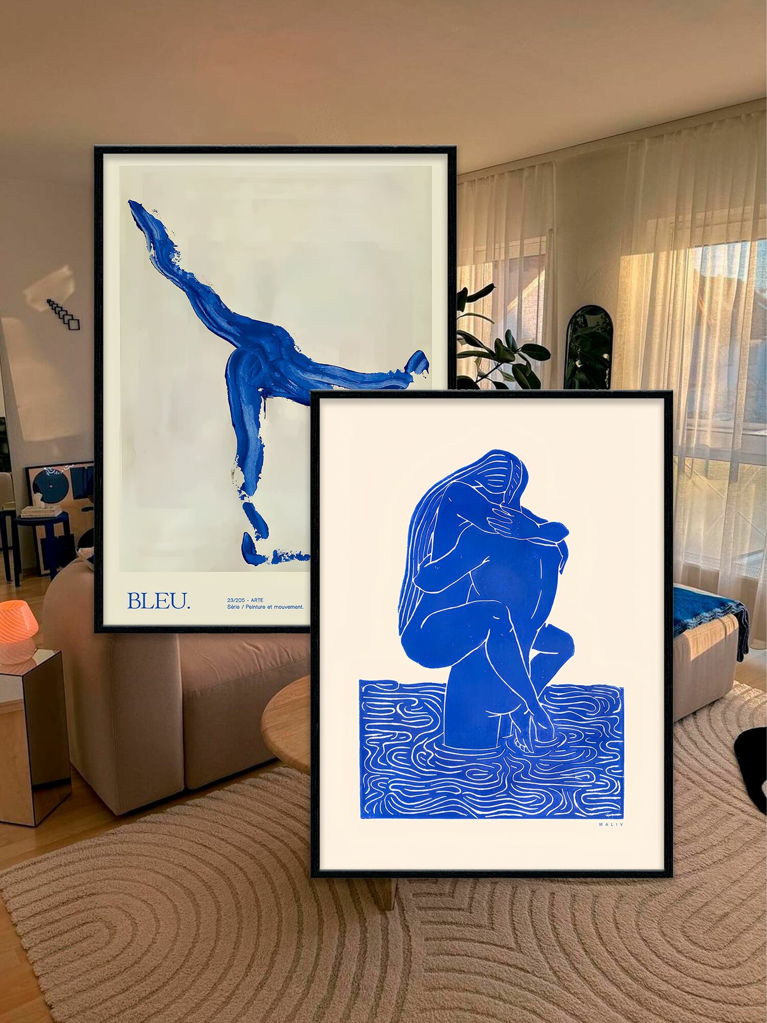 Набор интерьерных постеров "Bleu x Beloved", 30x40 см, 2 штуки