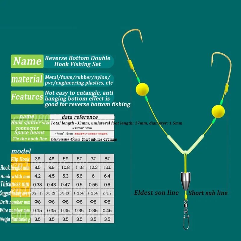 Двойной крючок для карпа из плетеной лески 8type, Golden sleeves