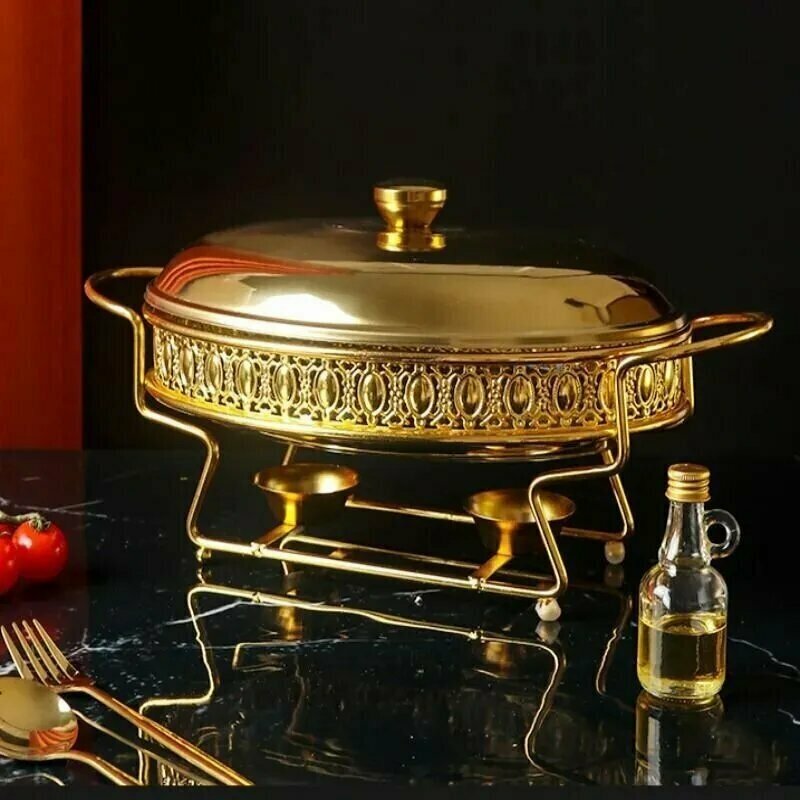 Мармит с подогревом, стекло, высокая термостойкость, с крышкой, 3л, золото, 1 шт