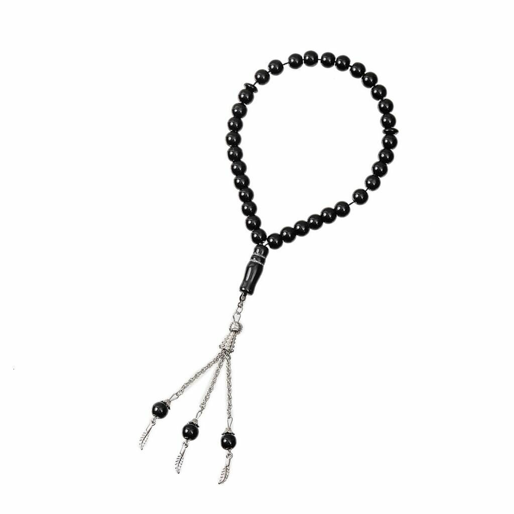 Стильное ожерелье из 8-миллиметровых стеклянных бусин под оникс, 33 бусины, удобный модный аксессуар, Черный