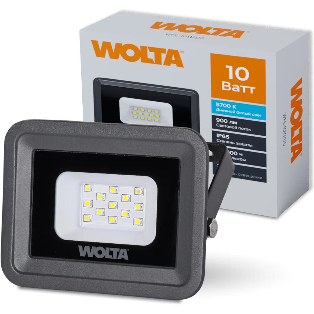 Светодиодный прожектор Wolta 5700K, 10 W SMD, IP 65, цвет серый, слим WFL-10W\/06 WFL-10W/06