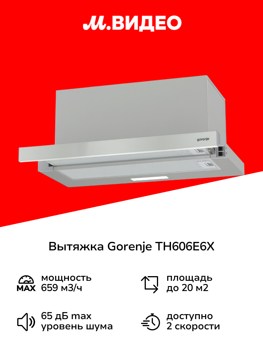 Вытяжка встраиваемая в шкаф Gorenje TH606E6X