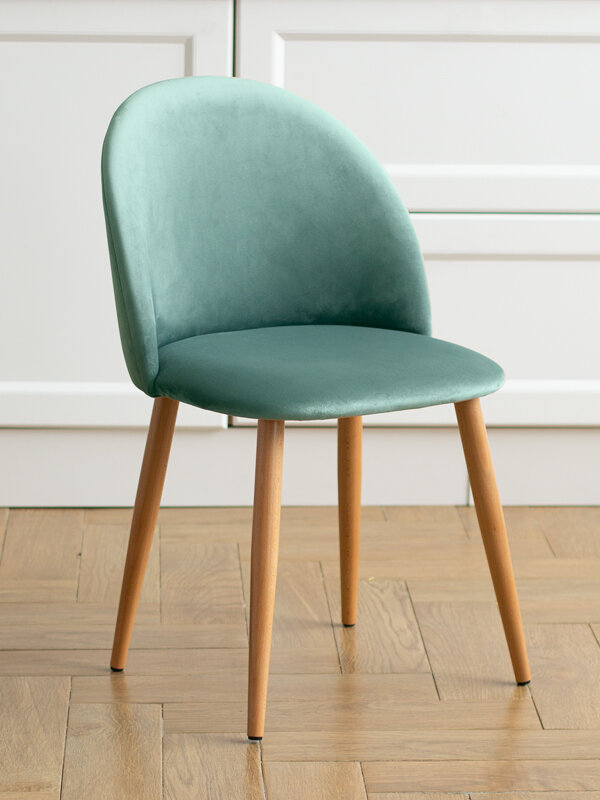 Стул Гринвич мятный велюр кухонный мягкий со спинкой для дома, для кухни, для гостиной, для спальни, DOBROV