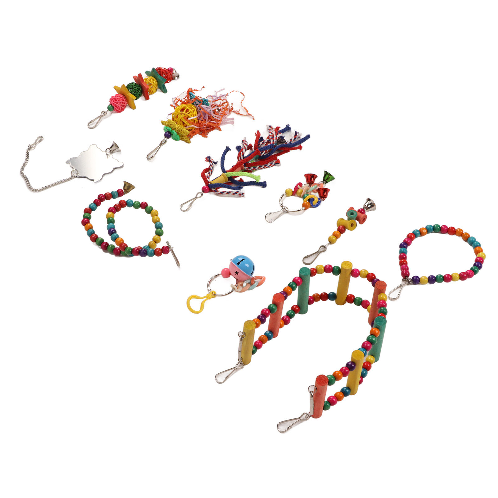 Набор игрушек для птиц, красочные нетоксичные качели для попугаев, жевательные игрушки с крючками для попугаев, корелл