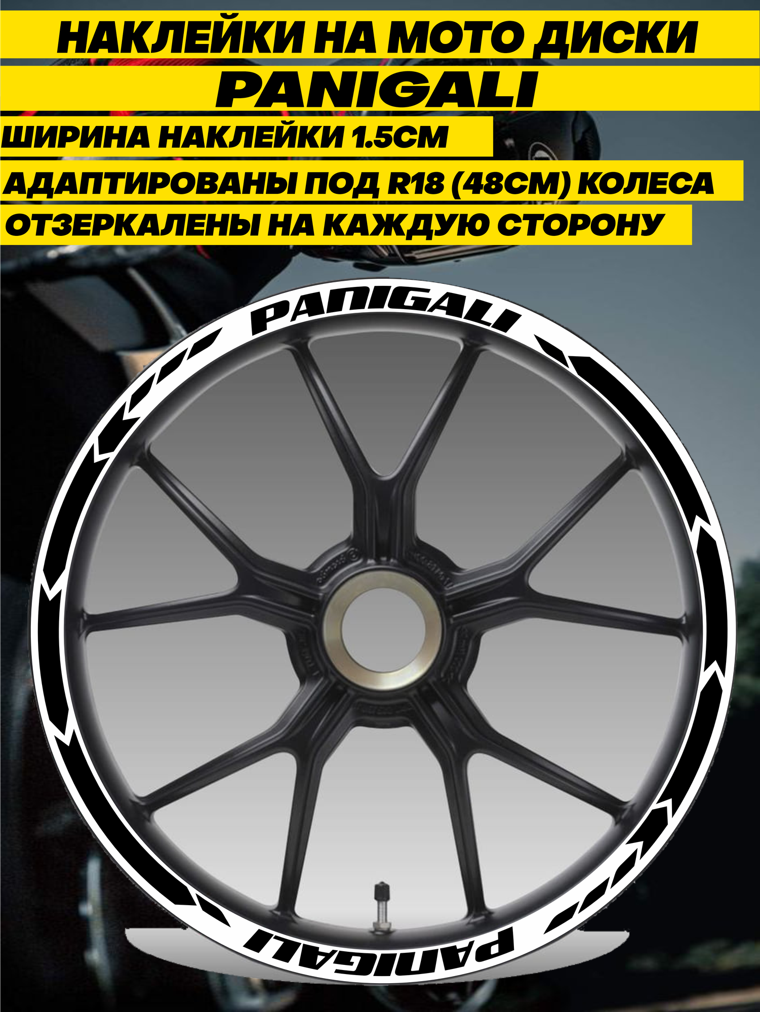 Наклейки на диски колеса мотоцикла PANIGALI R18
