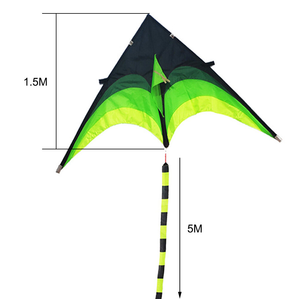 Delta Kite 1,6 м, легкий в использовании, портативный классический треугольный кайт для взрослых и детей, начинающих, зеленый