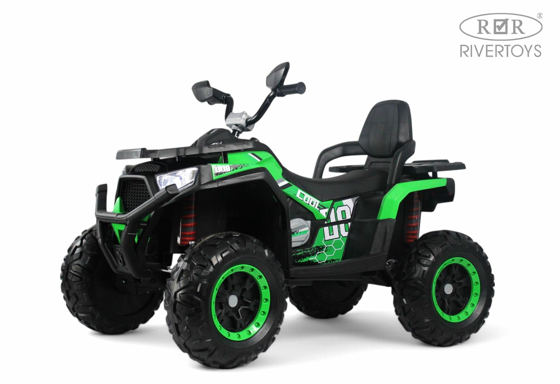 Детский электроквадроцикл RiverToys (К001АМ) 4WD, цвет зеленый, для детей от 3 до 6 лет.