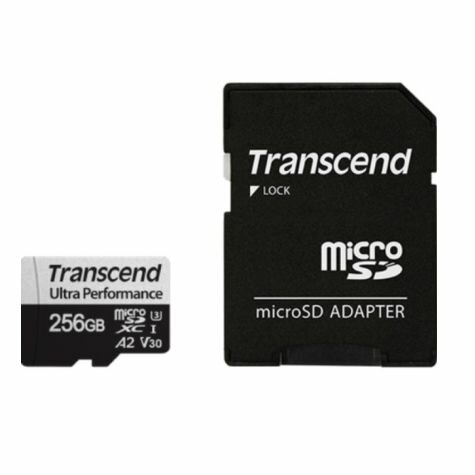 Карта памяти Transcend 340S 256 ГБ (TS256GUSD340S) - microSDXC, UHS-I U3, V30, A2, чтение - 160 Мбайт/сек, запись - 125 Мбайт/сек