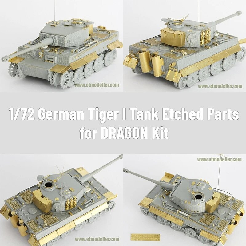 Металлические детали для модели танка Tiger I 1/72 ETmodel E72-003