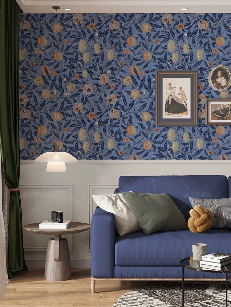 Фруктовые обои Уильяма Моррис, мандарин на пергаментной обои для декора комнаты , 60cm x 300cm