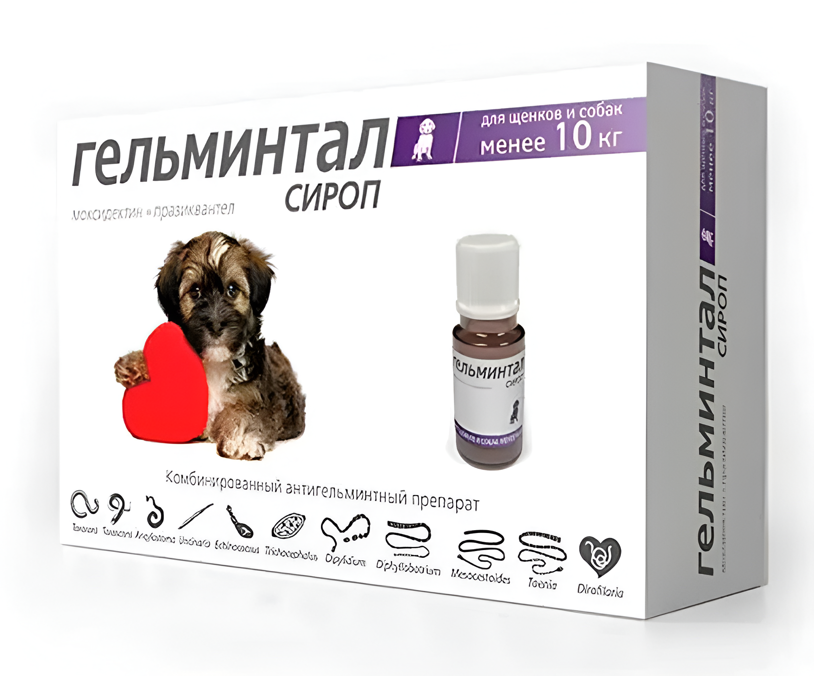 Сироп Гельминтал для щенков и собак до 10 кг, от внутренних паразитов, 10 мл