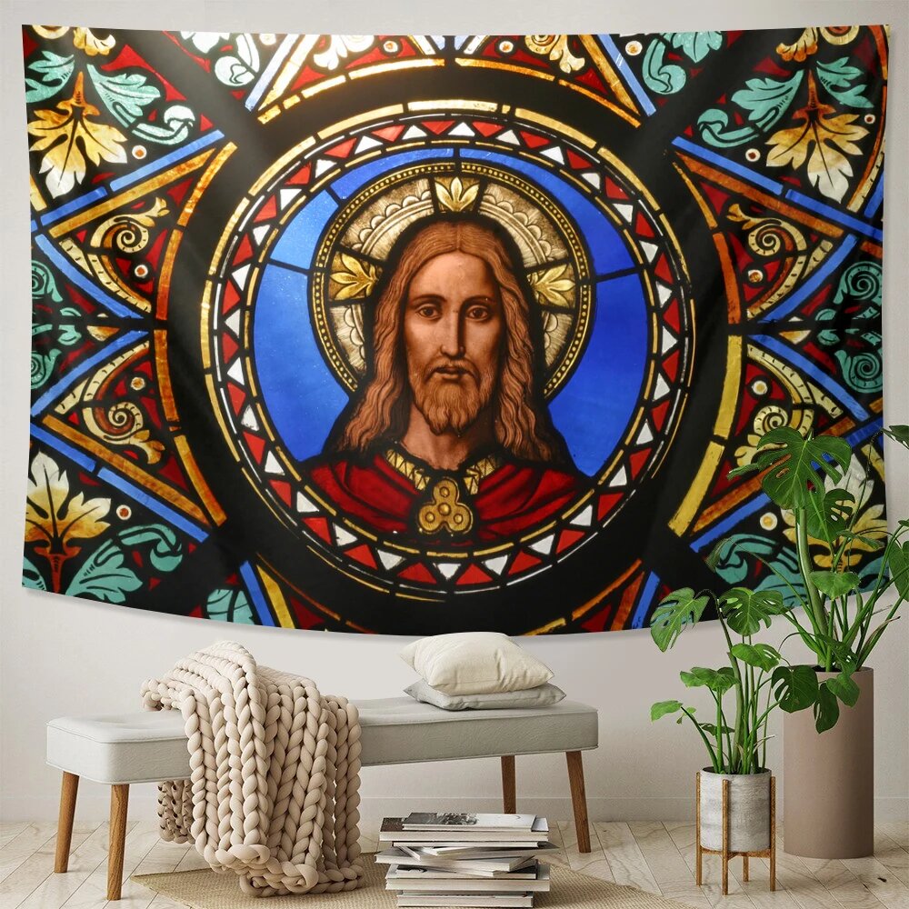Гобелен с Иисусом Христом, полиэстер Черный, 230x180cm, jy-301-2