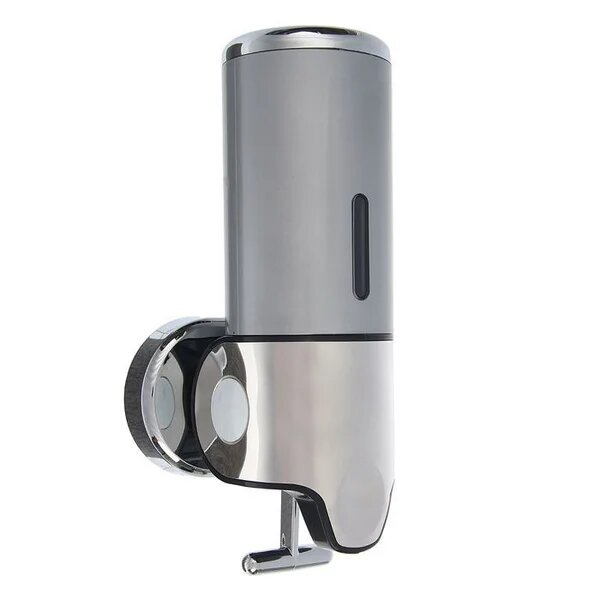 Дозатор для жидкого мыла D-lin D201131 подвесной, механический, хром, глянцевый, матовый, пластиковый, круглый, диспенсер для мыла