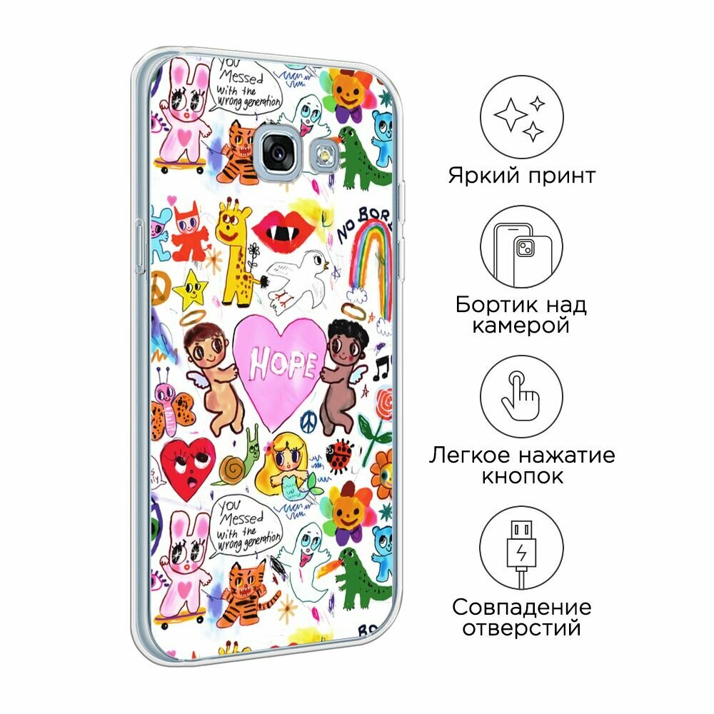 Чехол на Samsung Galaxy A5 2017 / Самсунг Галакси А5 2017 с принтом "Милые рисунки" — фото 1