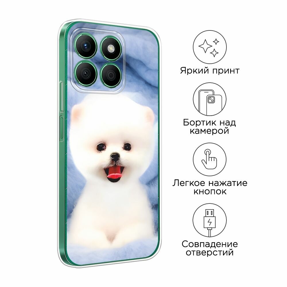 Силиконовый чехол на Honor X8B / Хонор X8B с принтом Белый пёсик — фото 1