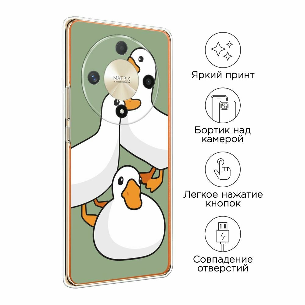 Силиконовый чехол на Honor X9b / Хонор X9B с принтом "Утиное трио" — фото 1
