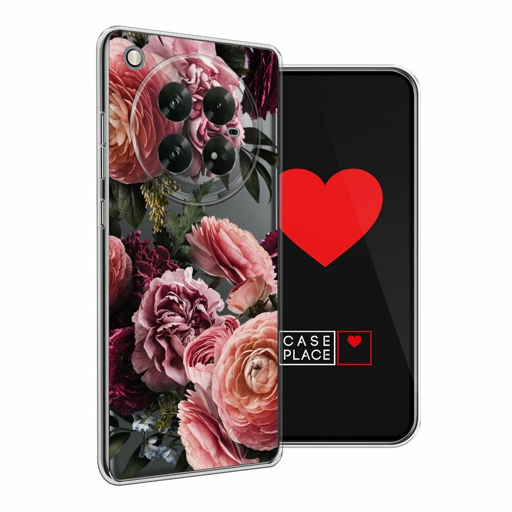 Чехол на Infinix Zero 40 5G / Инфиникс Зеро 40 5G с принтом "Бордовые винтажные цветы", прозрачный — фото 1