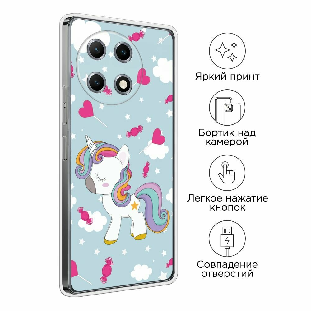Чехол на Tecno Camon 30S / Текно Камон 30S с принтом "Сладкий единорожек" — фото 1