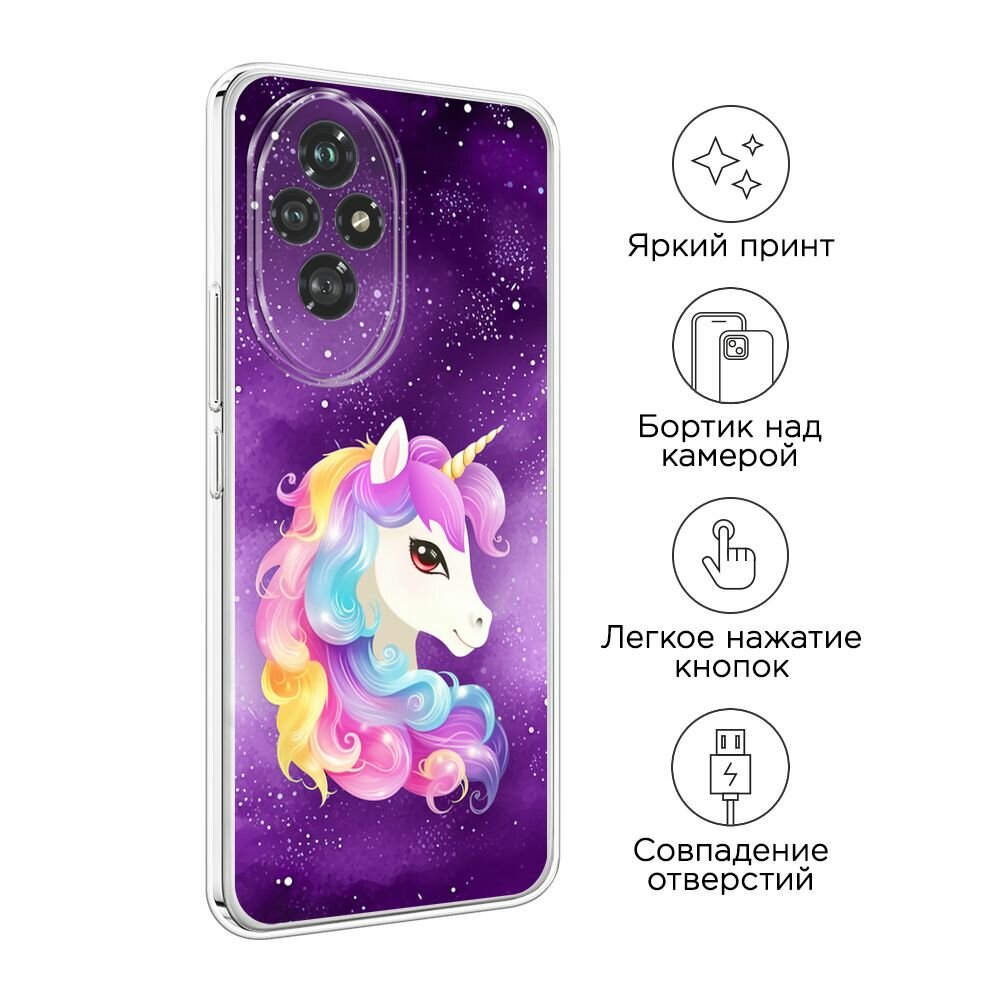 Чехол на Honor 200 / Хонор 200 с принтом "Кудрявый единорог" — фото 1