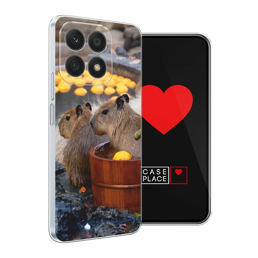 Чехол на Honor X8A / Хонор X8A с принтом "Капибары отмокают" — фото 1
