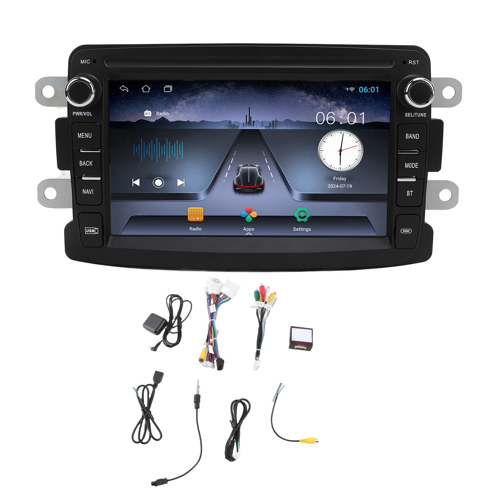 Автомобильный Стерео 7-Дюймовый Сенсорный Экран для Carplay Беспроводная GPS-Навигация Bluetooth WiFi Изображение Заднего Хода Duster Logan Sandero