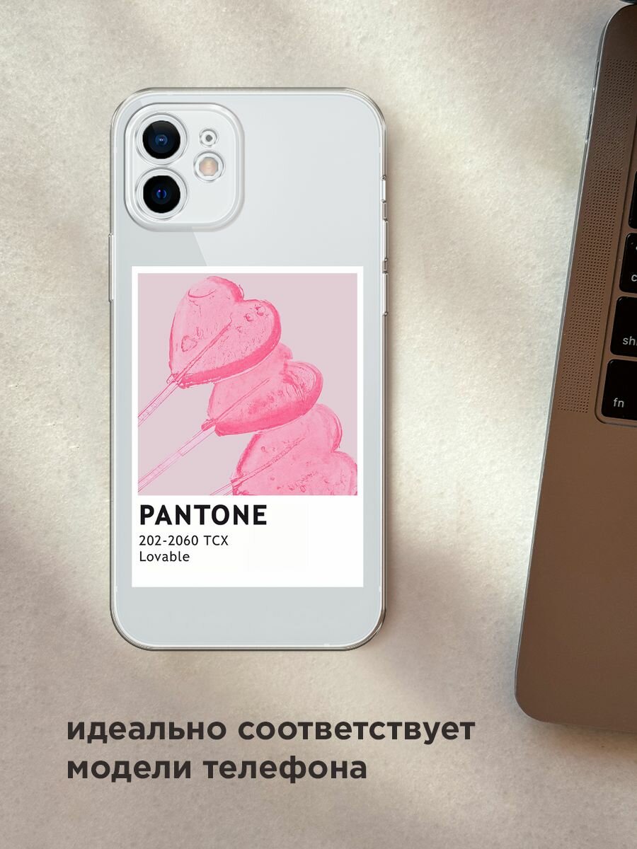 Чехол на Apple iPhone 12 mini / Айфон 12 Мини с принтом "Pantone Lovable 2 - 14 февраля", прозрачный — фото 1