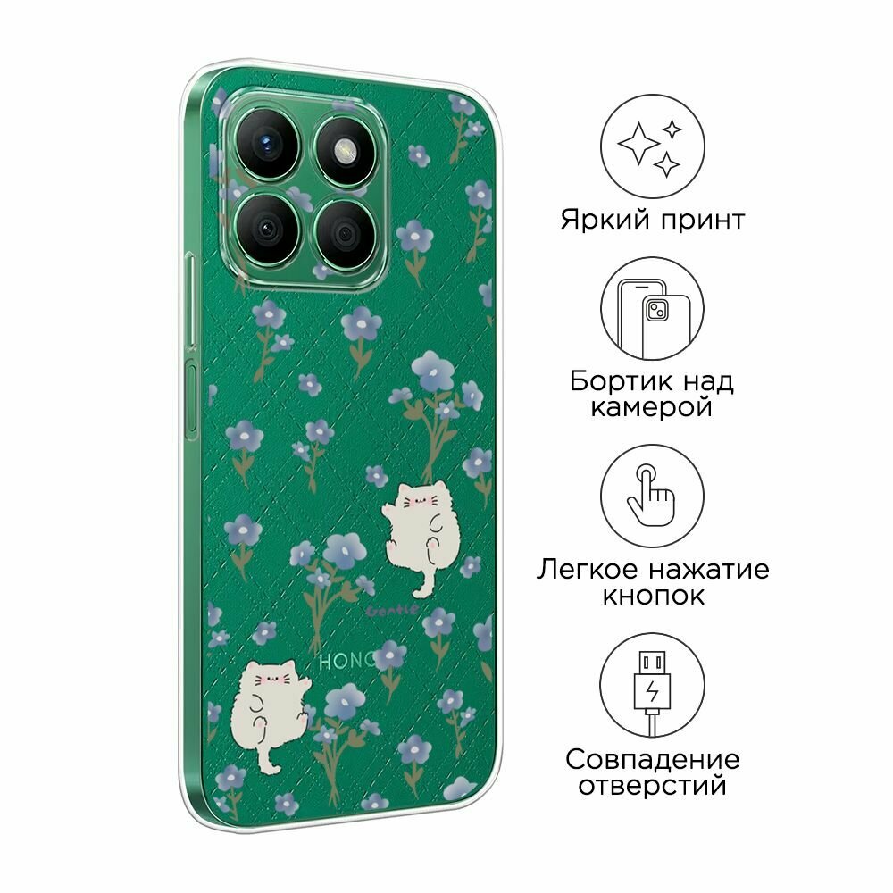 Чехол на Honor X8B / Хонор X8B с принтом "Gentle cats", прозрачный — фото 1