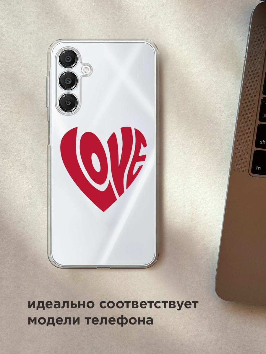 Чехол на Samsung Galaxy A16 / Самсунг А16 с принтом "Love heart 2 - 14 февраля", прозрачный — фото 1