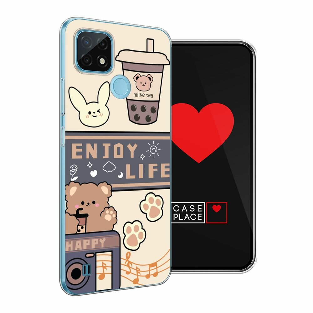 Силиконовый чехол на Realme C21 / Реалми С21 с принтом "Enjoy life 1" — фото 1