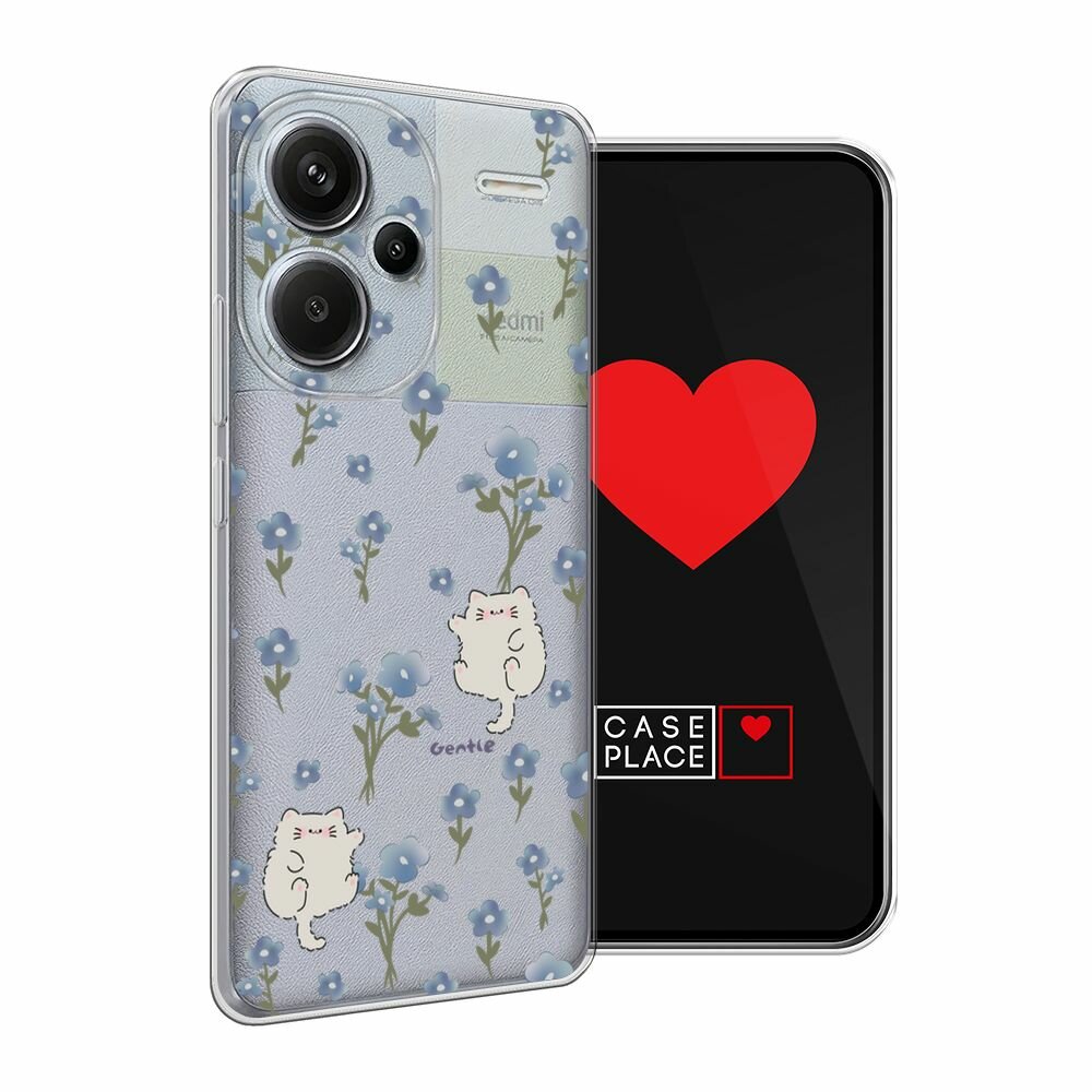 Чехол на Xiaomi Redmi Note 13 Pro+ / Сяоми Редми Нот 13 Про + с принтом "Gentle cats", прозрачный — фото 1