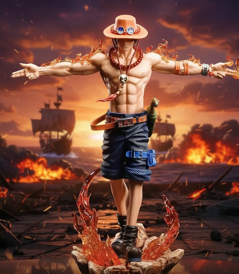 Фигурка Ван Пис Портгас Д. Эйс / One Piece Ace Portgas с подсветкой (28см)