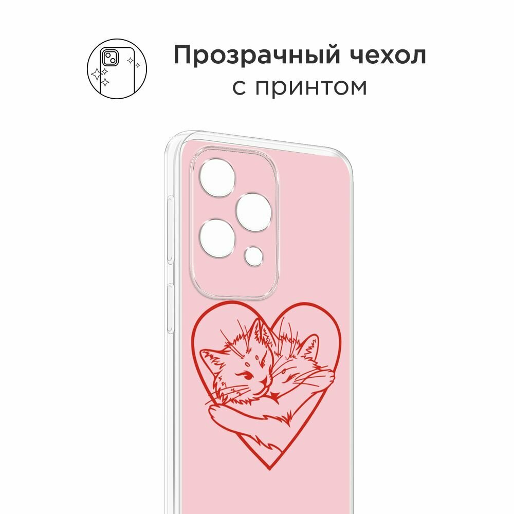 Чехол на Xiaomi Redmi Note 8T / Сяоми Редми Нот 8Т с принтом "Влюблённые котики рисунок 1 - 14 февраля" — фото 1