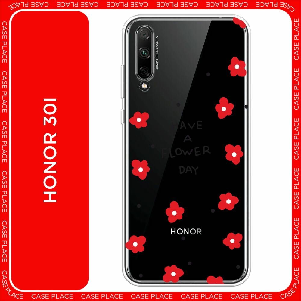 Чехол на Honor 30i / Хонор 30i с принтом "Have a flower day 2", прозрачный