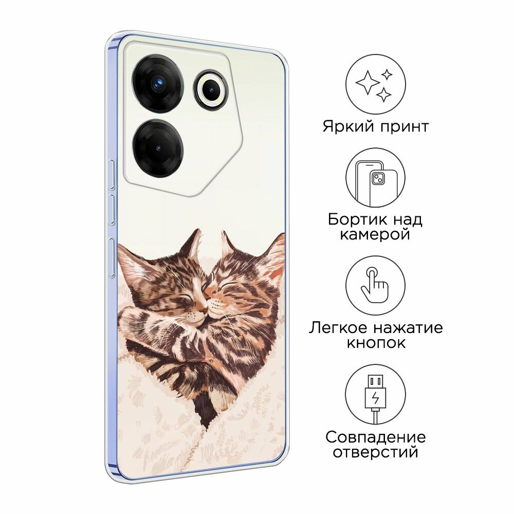 Чехол на Tecno Camon 20 Pro 5G / Текно Камон 20 Про 5G с принтом "Влюбленные котейки - 14 февраля" — фото 1