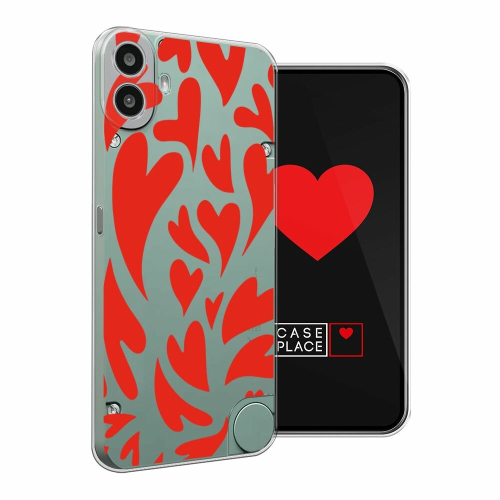 Чехол на CMF Phone 1 / CMF Фон 1 с принтом "Crazy hearts 2 - 14 февраля", прозрачный — фото 1
