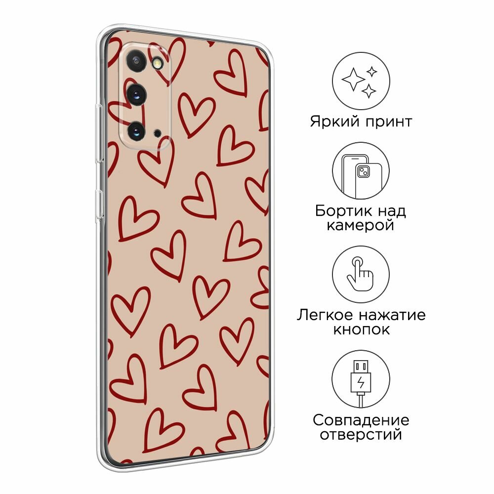 Чехол на Samsung Galaxy S20 / Самсунг Гэлакси S20 с принтом "Little hearts doodles 1 - 14 февраля" — фото 1