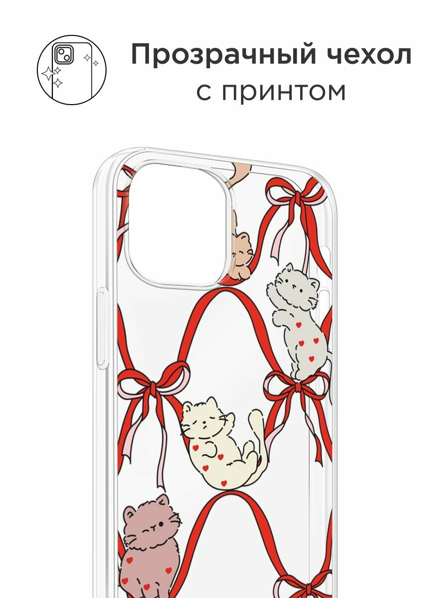 Чехол на Apple iPhone 6 Plus/6S Plus / Айфон 6 Плюс/Айфон 6С Плюс с принтом "Котики в ленточках 2", прозрачный — фото 1