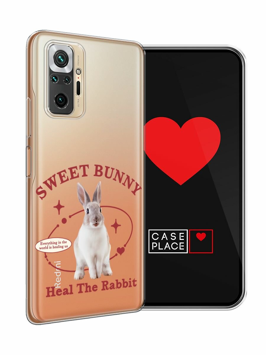 Чехол на Xiaomi Redmi Note 10 Pro / Сяоми Редми Нот 10 Pro с принтом "Heal the rabbit", прозрачный — фото 1