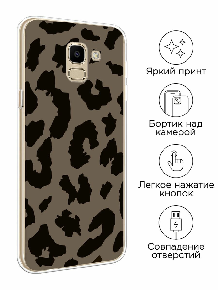 Чехол на Samsung Galaxy J6 2018 / Самсунг Галакси Джей 6 2018 с принтом "Леопардовые пятна паттерн 1" — фото 1