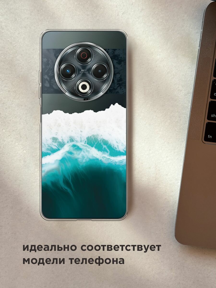 Чехол на Tecno Spark 30 / Текно Спарк 30 с принтом "Большая волна", прозрачный — фото 1