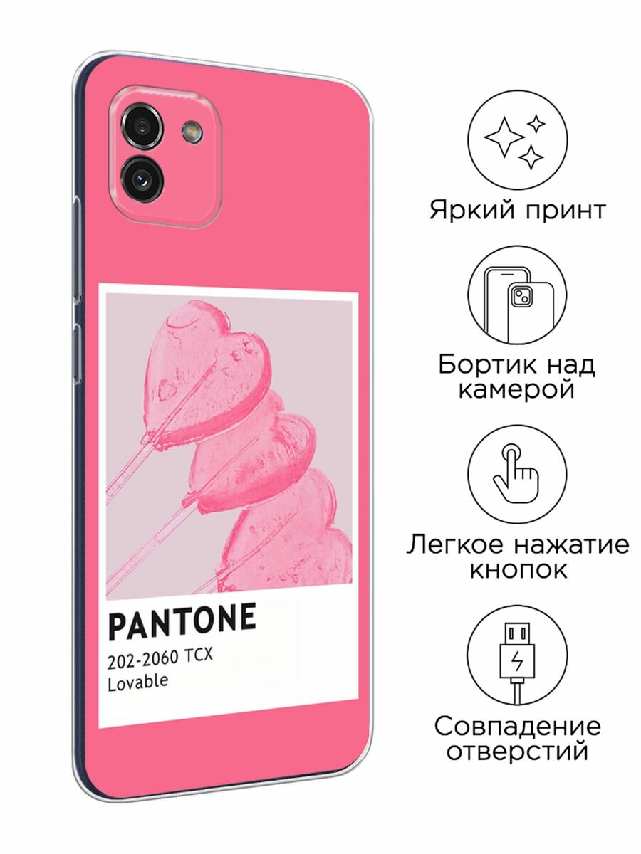 Чехол на Samsung Galaxy A03 / Самсунг Галакси А03 с принтом "Pantone Lovable 1 - 14 февраля" — фото 1