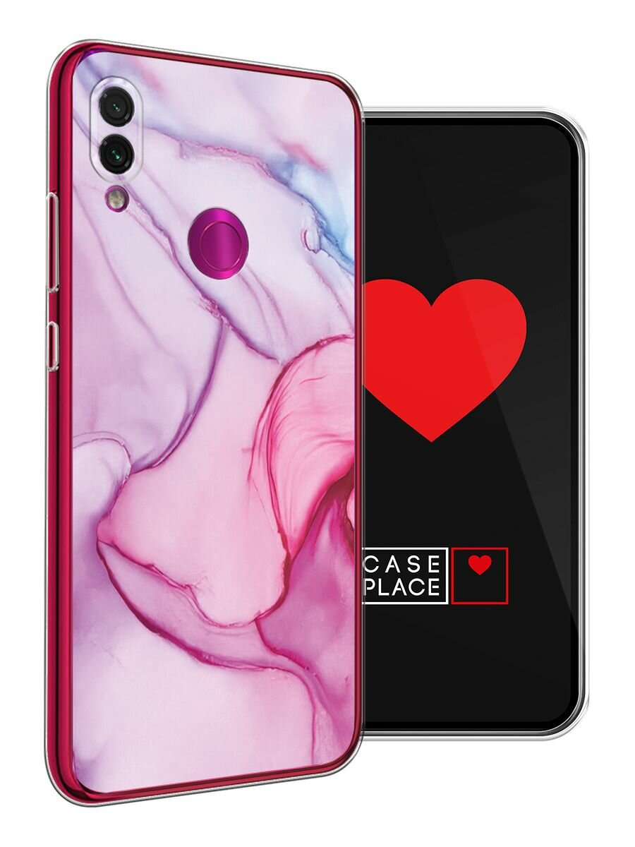 Чехол на Xiaomi Redmi Note 7 / Сяоми Редми Нот 7 с принтом "Розовые мраморные разводы" — фото 1