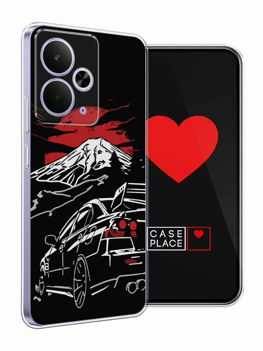 Чехол на Realme 14T / Реалми 14Т с принтом "Машина в горах JDM" — фото 1