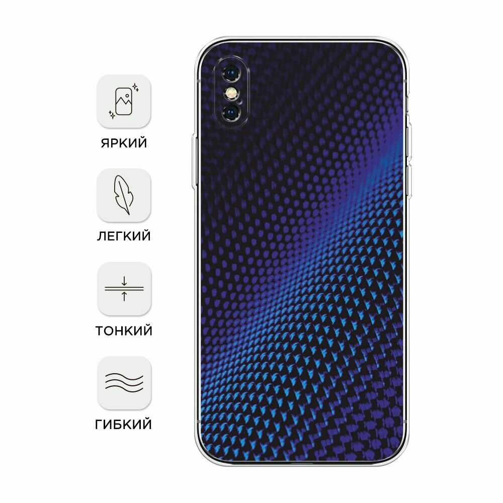 Чехол на Apple iPhone XS Max / Айфон XS Max с принтом "Синий карбон" — фото 1