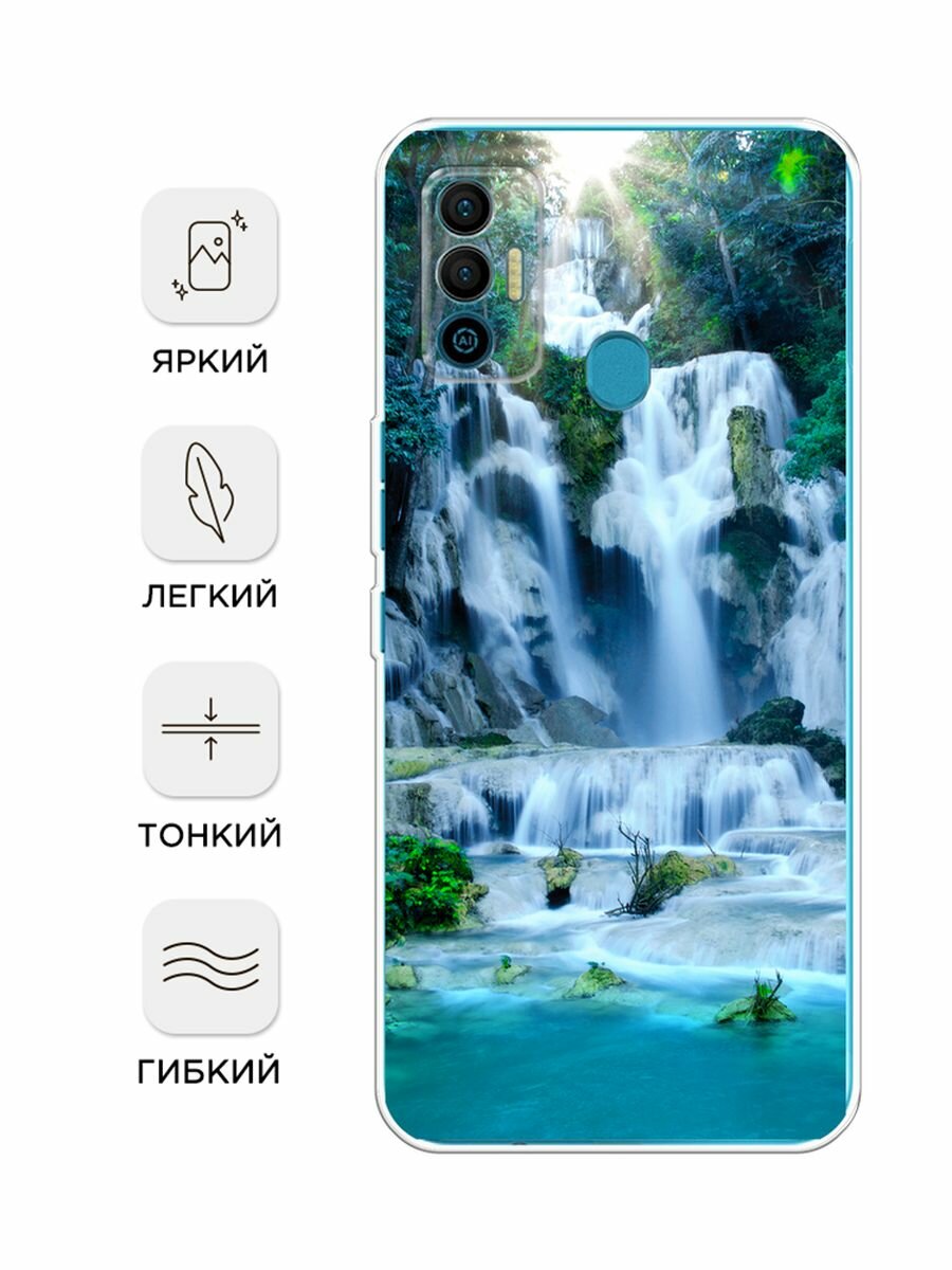 Чехол на Tecno Spark 7 / Техно Спарк 7 с принтом "Водопад 8" — фото 1